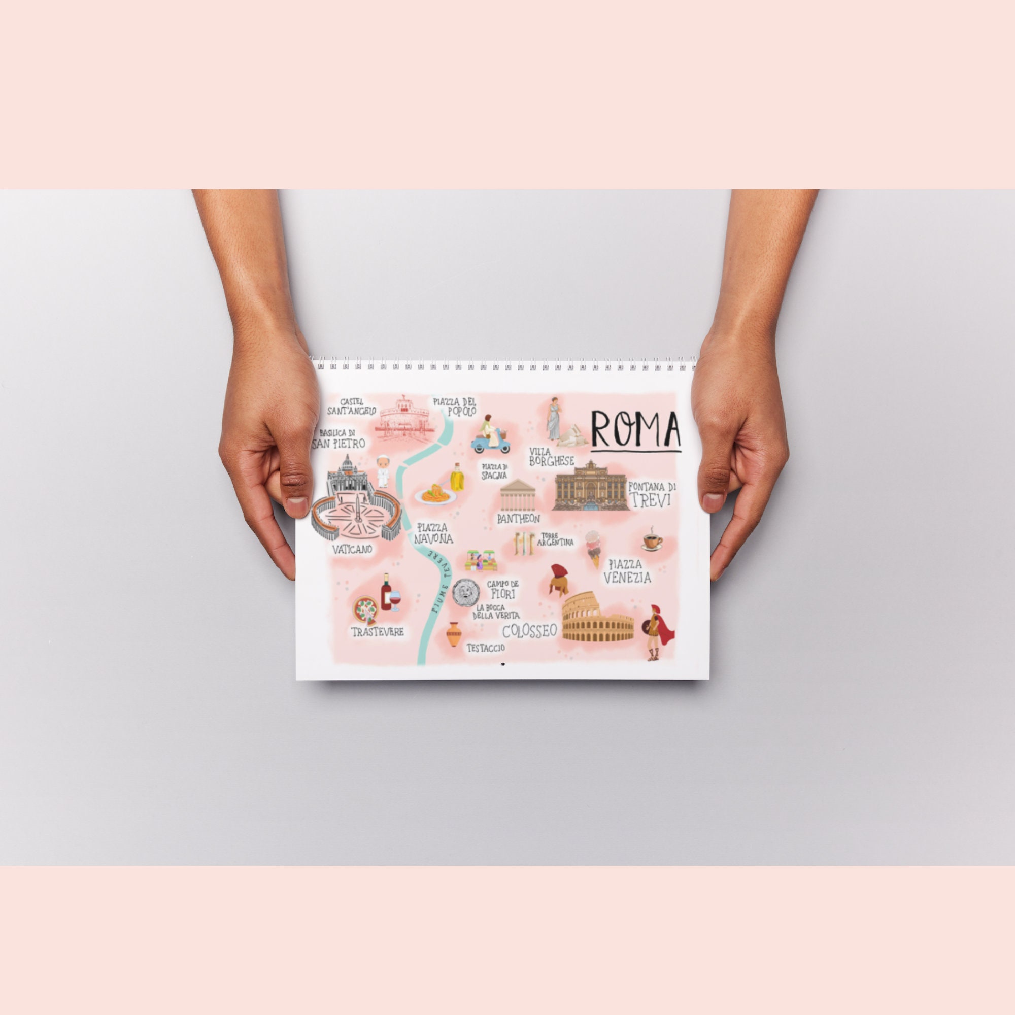 DIGITAL Rome Illustrated Map Printable / Wall Art Print / Travel Print ...