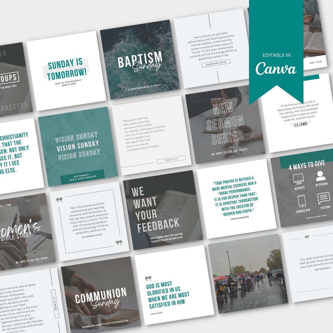 20 Church Instagram Templates | EDITABLE CANVA FILE | Canva Instagram ...