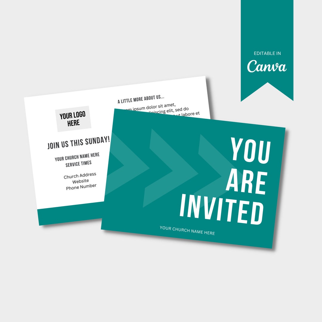 Church Invite Card Template | EDITABLE CANVA FILE | Bold Church ...