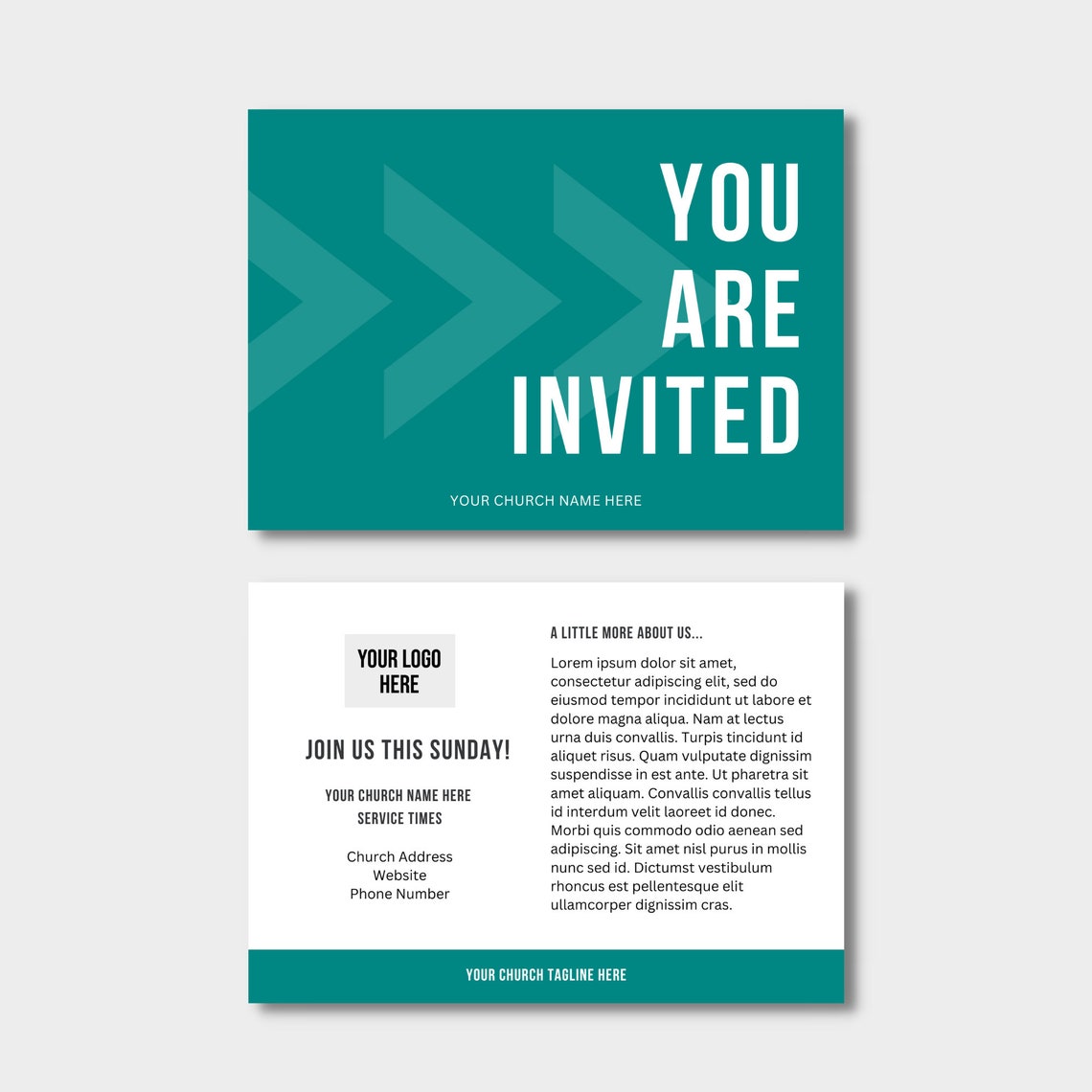 Church Invite Card Template EDITABLE CANVA FILE Bold Church Branding ...