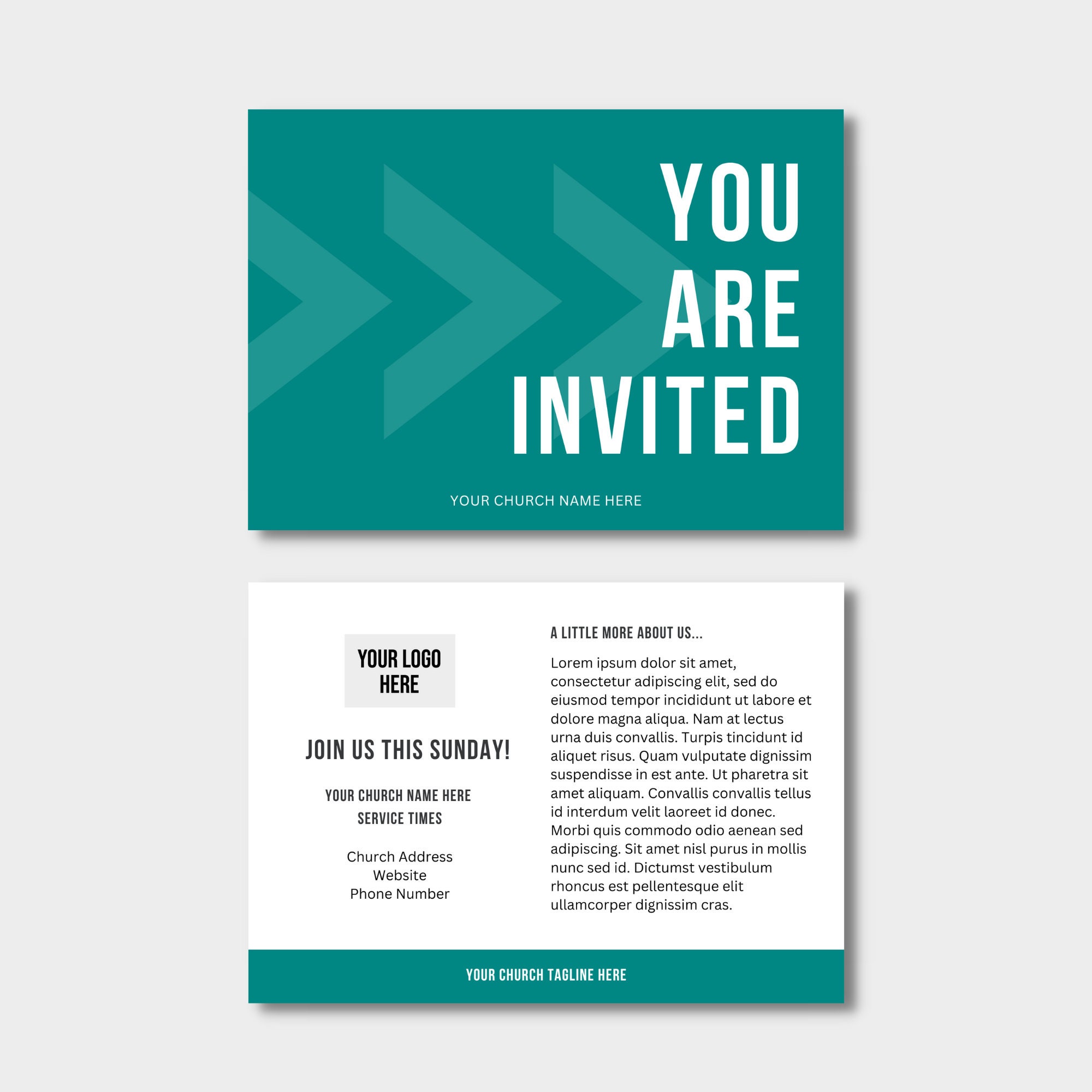 Church Invite Card Template EDITABLE CANVA FILE Bold Church Branding ...