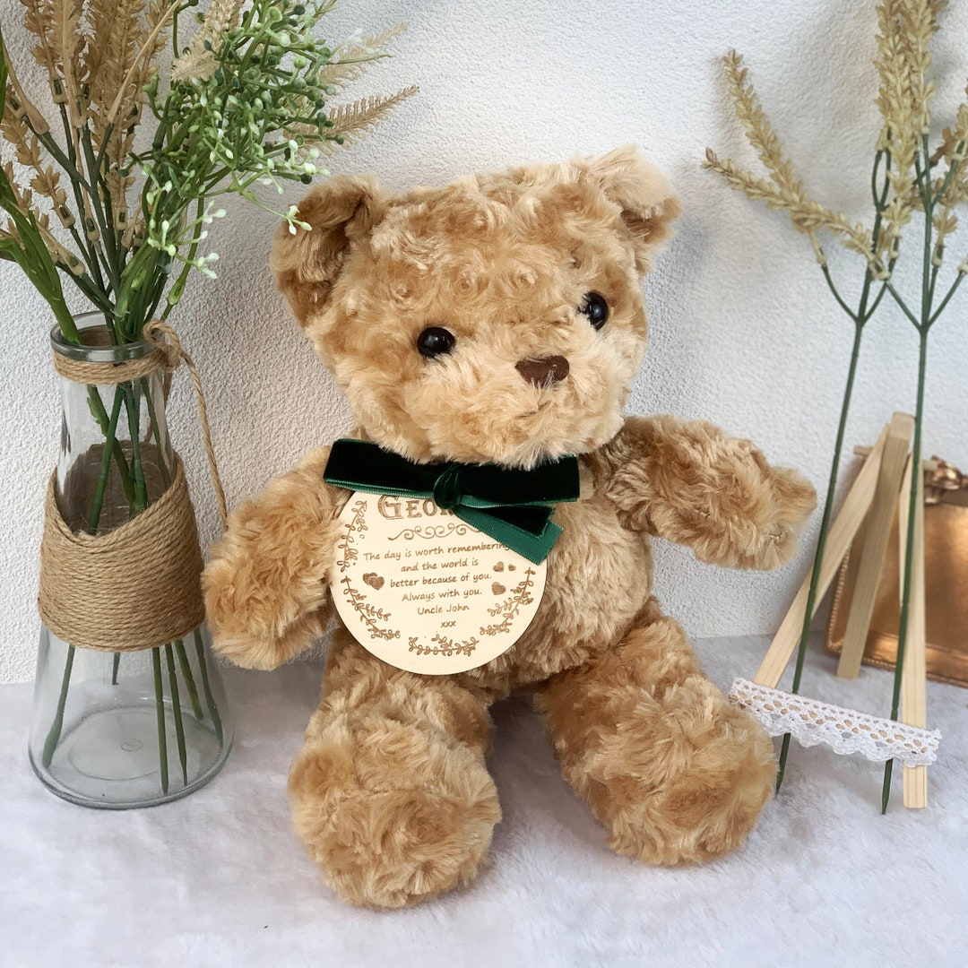 Personalised Teddy Bear, Custom Teddy With Engraved Wooden Tag ...