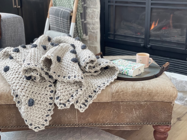Cozy up Polka Dot Bobble Blanket Crochet Digital Pattern - Etsy