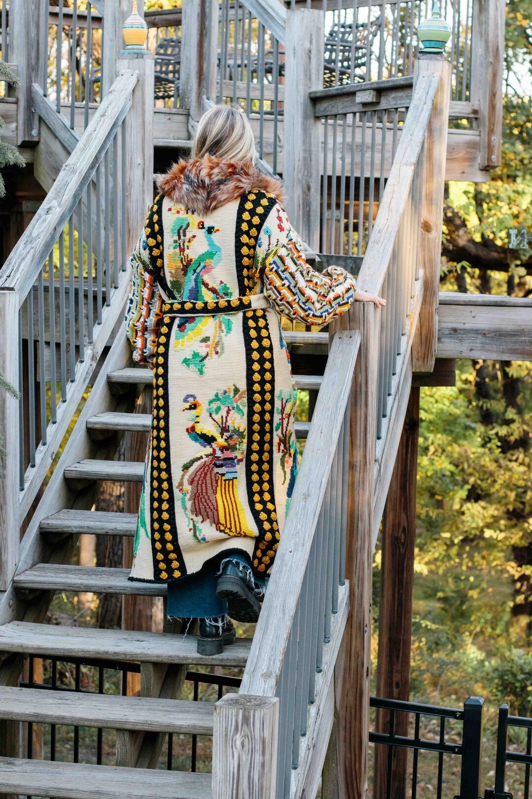 Proud as a Peacock Vintage Blanket Duster Coat - Etsy