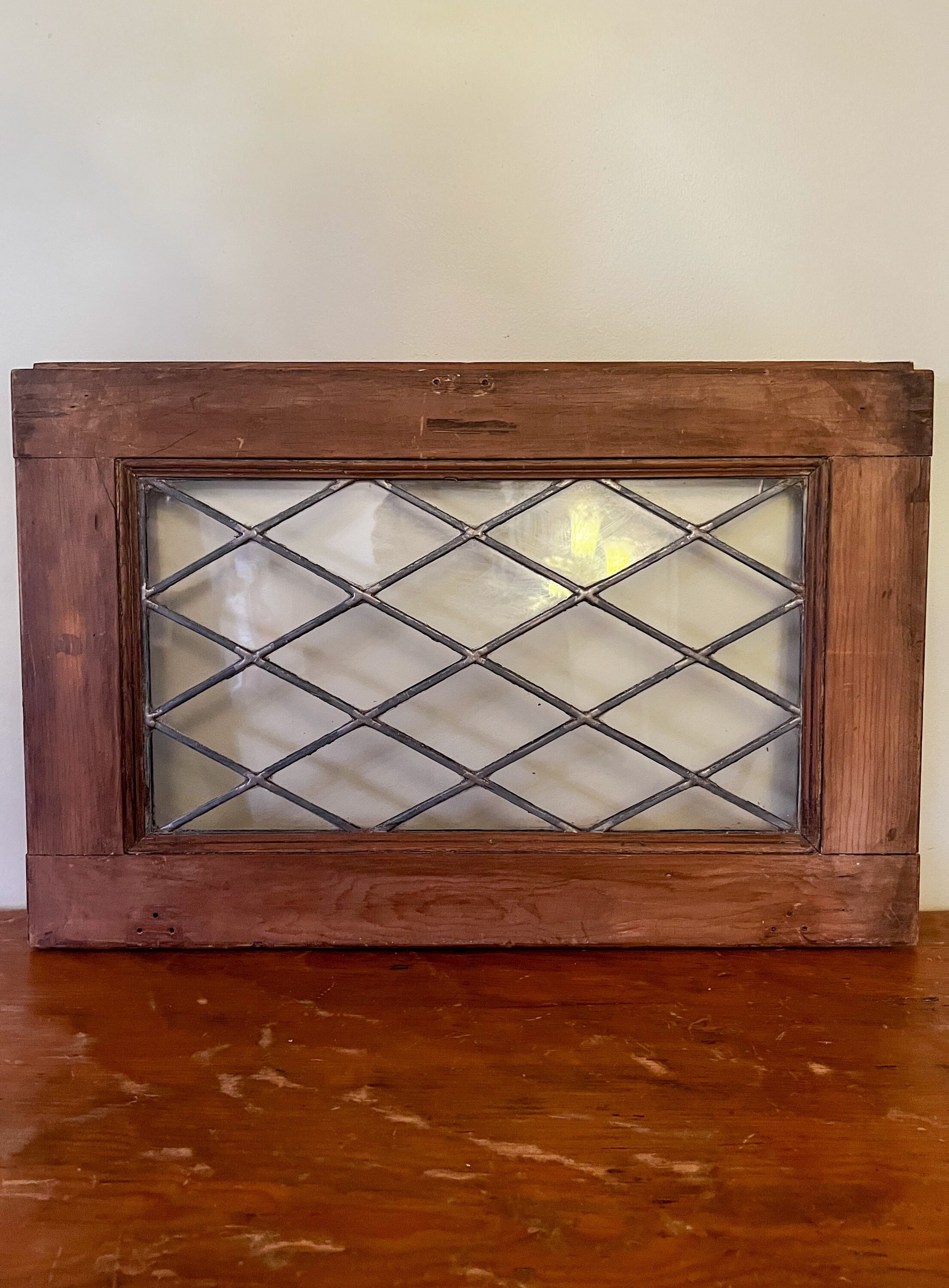 Antique Wood Diamond Leaded Glass Window - Etsy