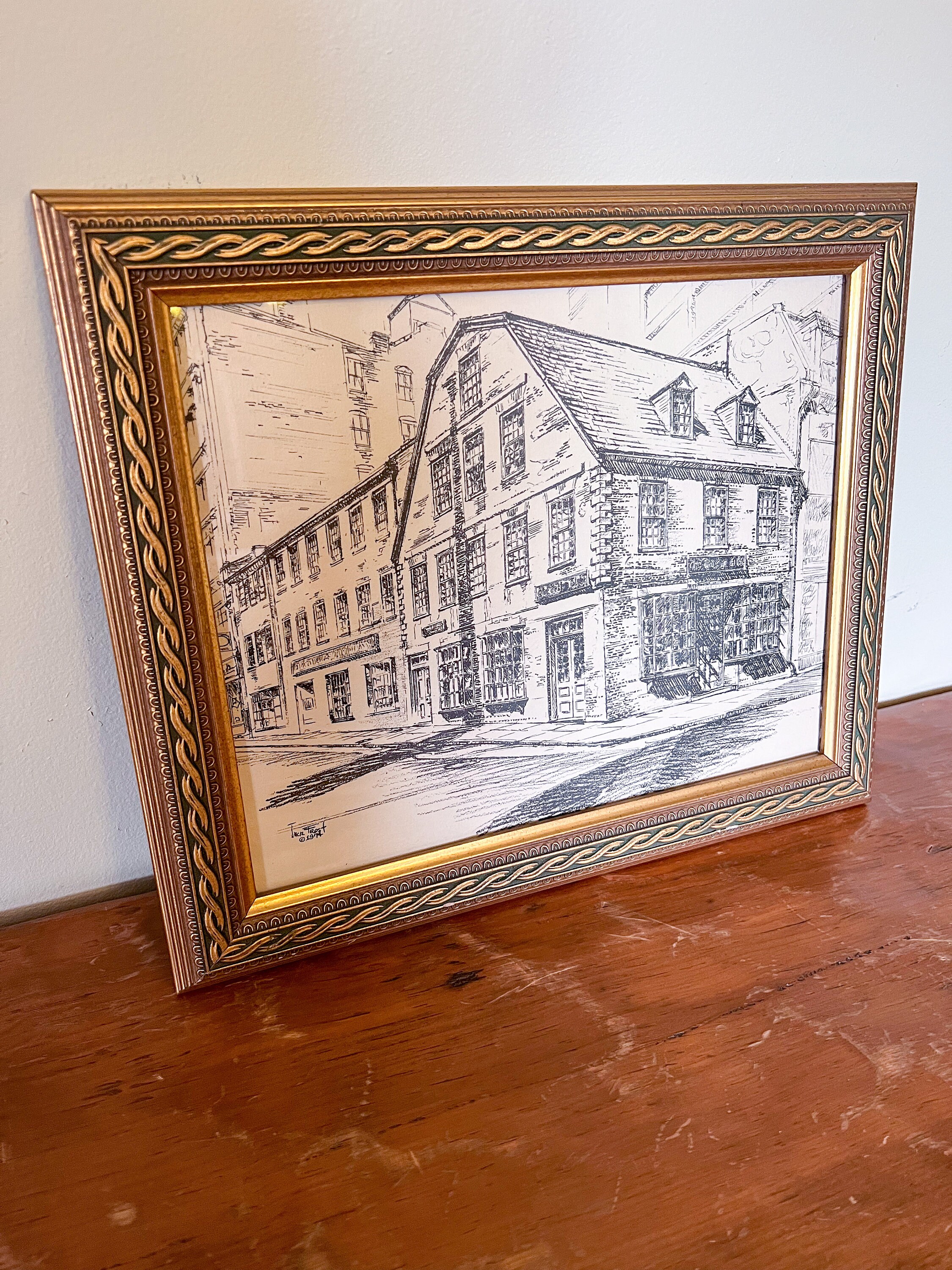 Vintage Pen & Ink Sketch of Boston’s Oldest Building Bookstore - Etsy