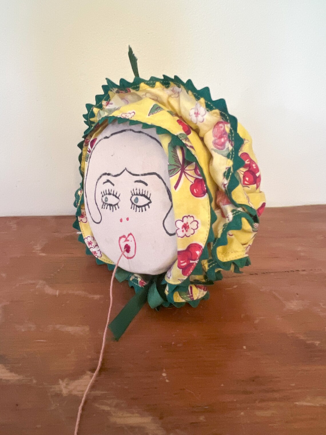 Vintage Depression Era Girl in a Cherry Bonnet String Holder - Etsy
