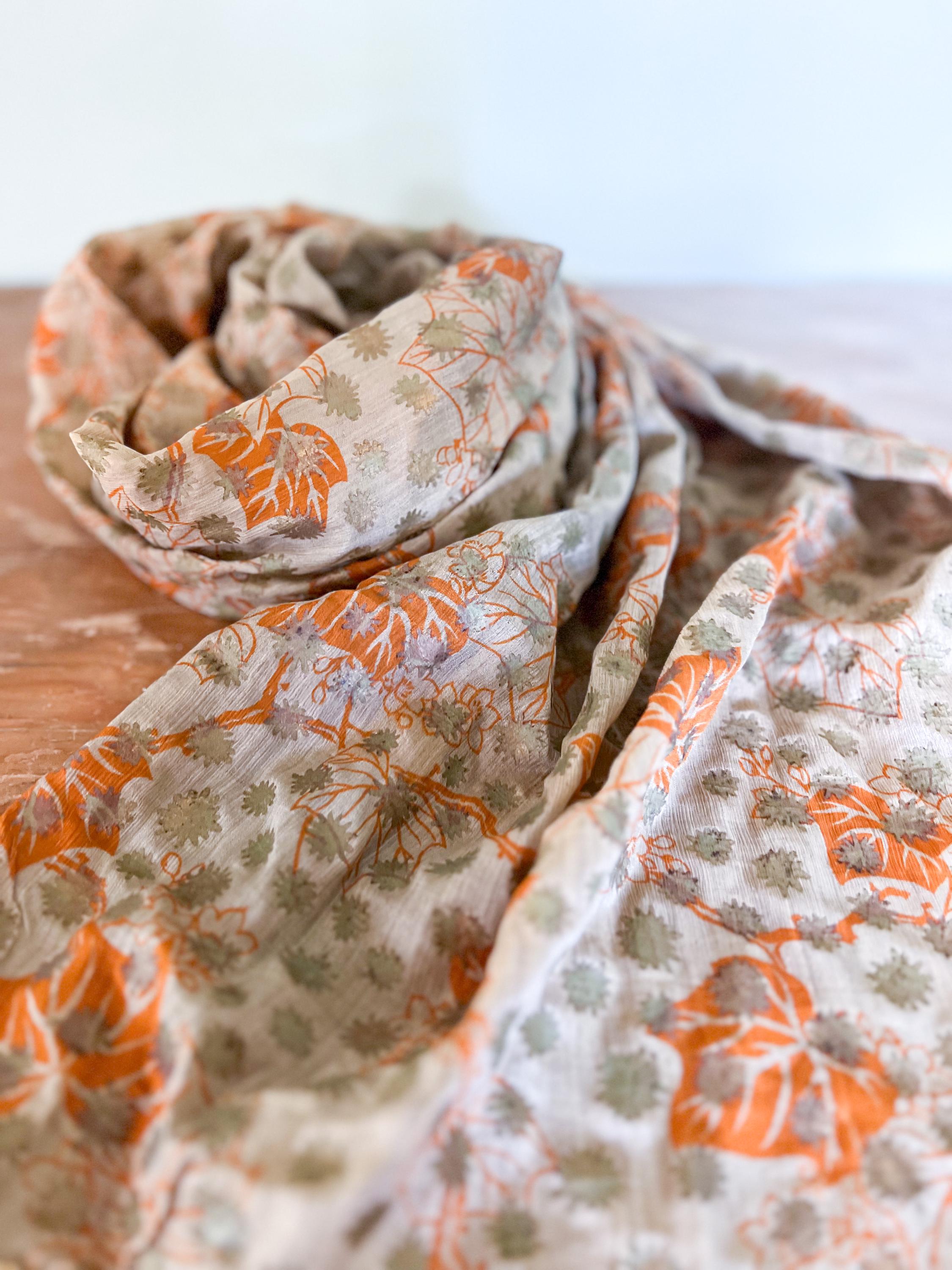 Antique Edwardian Silk Gauze Gold Lame Orange Ivy Silk Shawl - Etsy