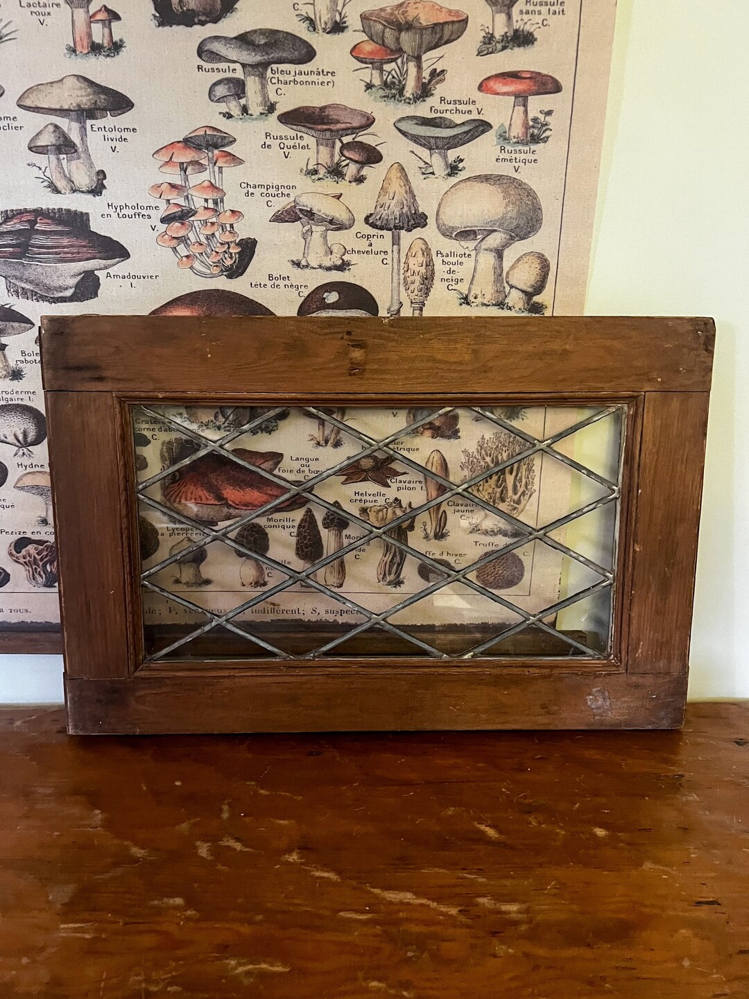 Antique Wood Diamond Leaded Glass Window - Etsy