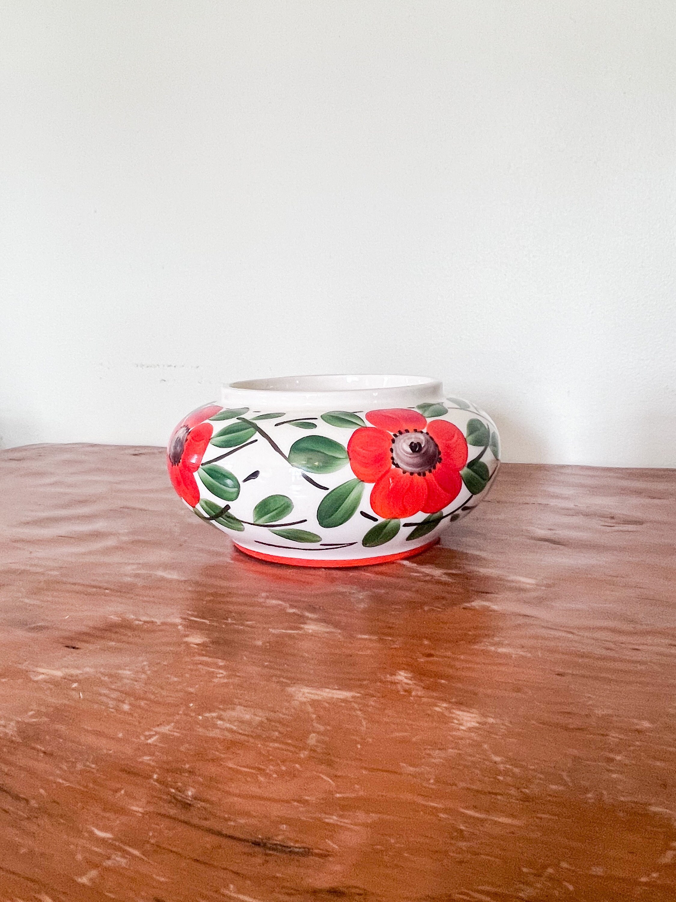 Vintage Czech Red Poppy Bowl Planter - Etsy