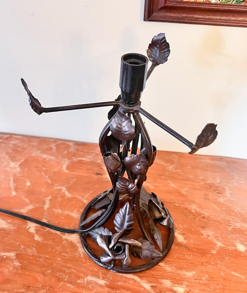 Vintage Wrought Iron Rose & Vine Table Lamp - Etsy