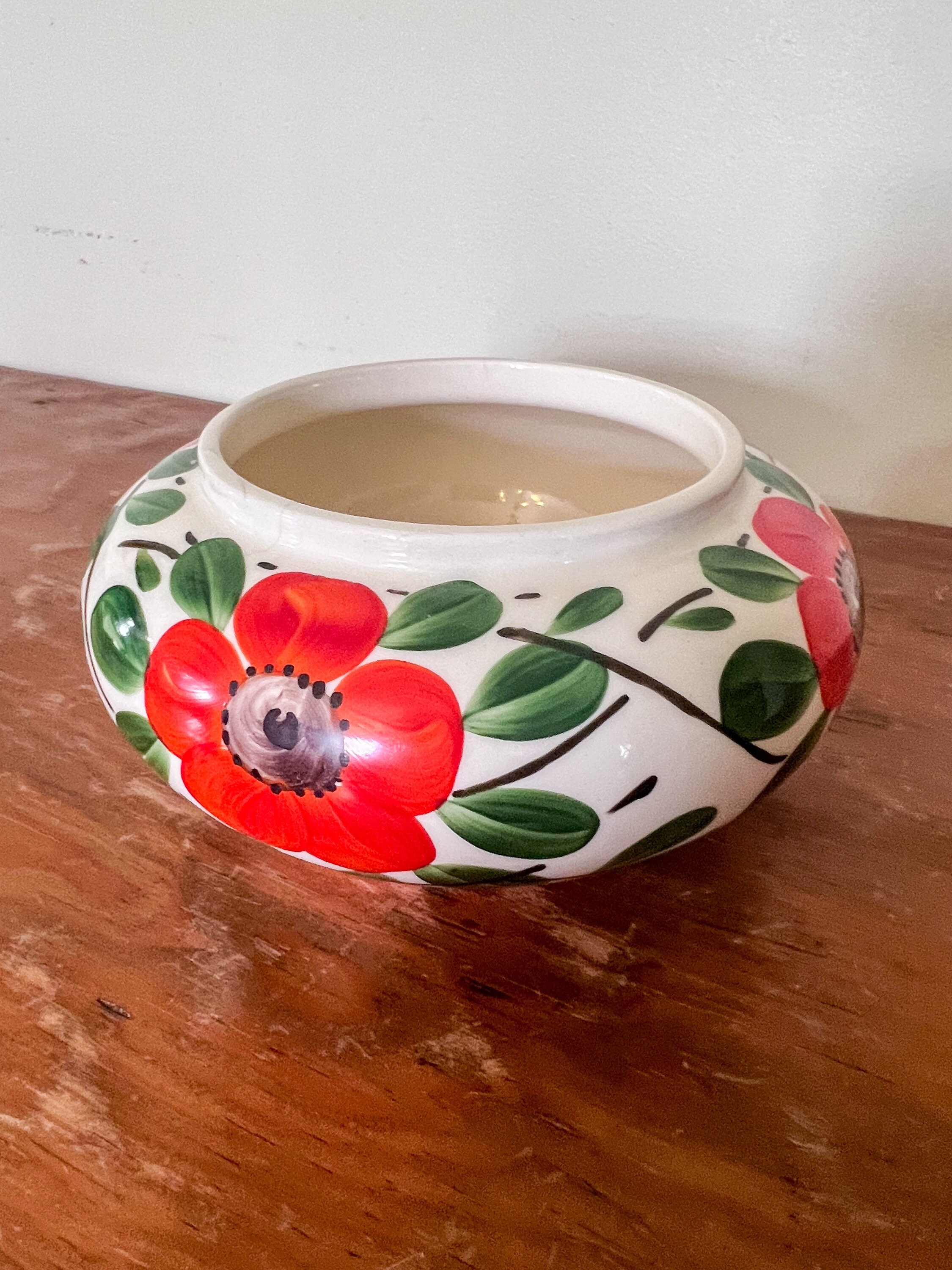 Vintage Czech Red Poppy Bowl Planter - Etsy