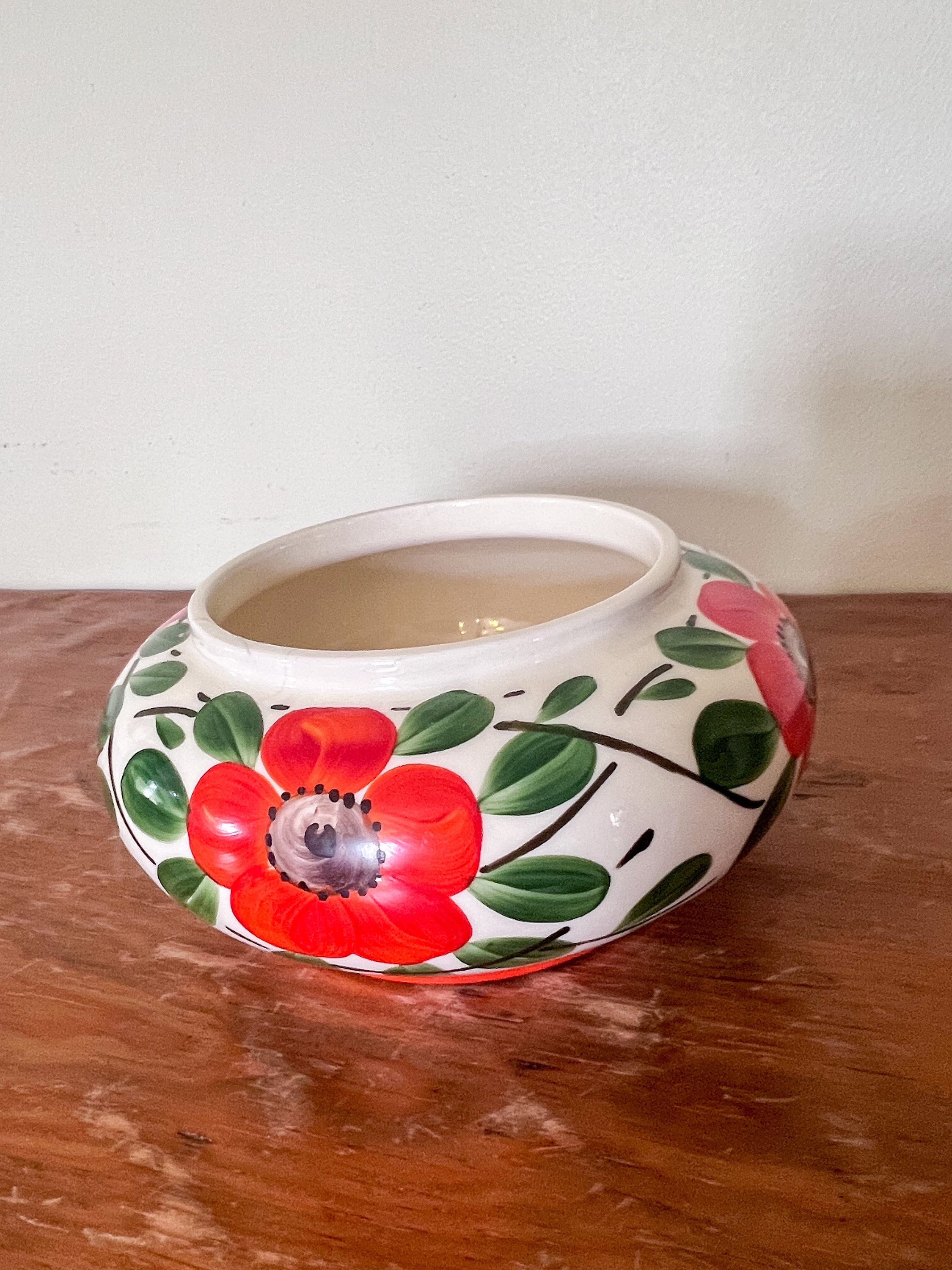 Vintage Czech Red Poppy Bowl Planter - Etsy