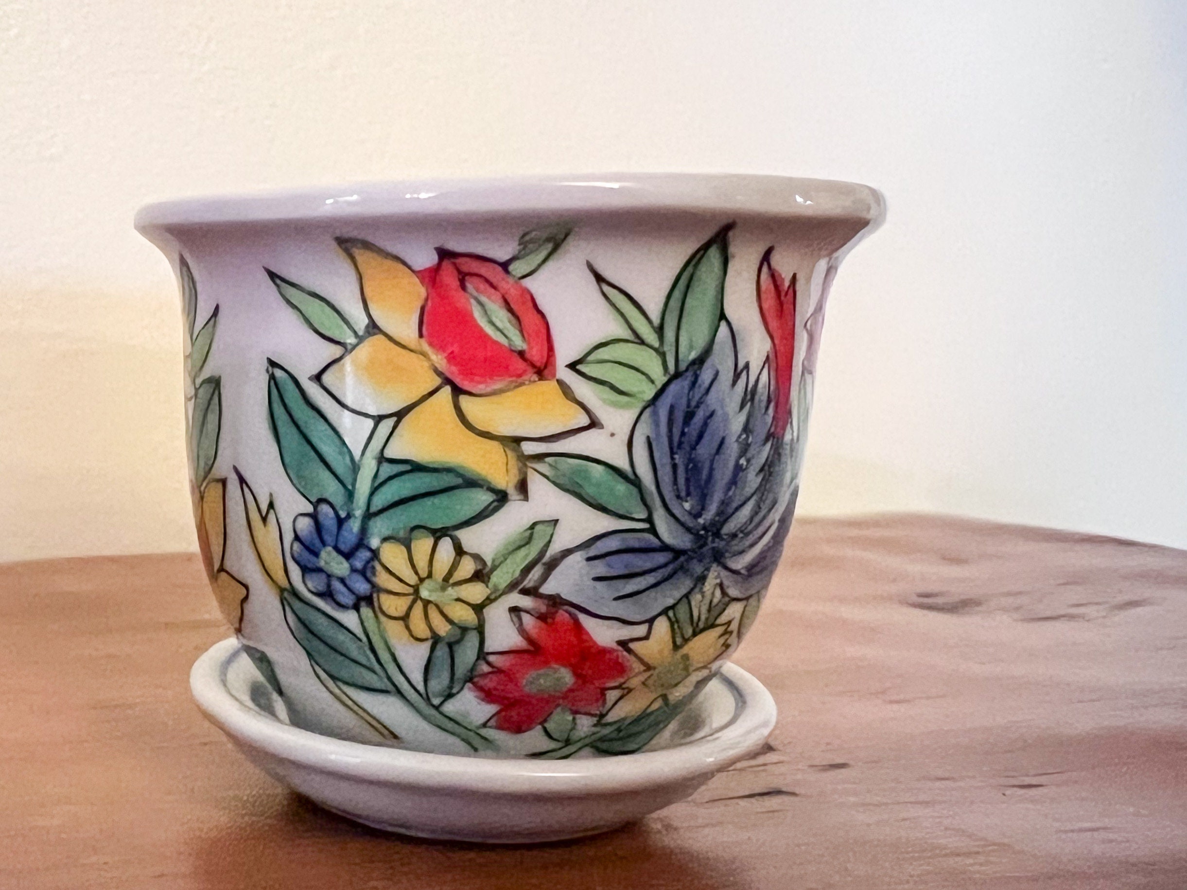 Vintage Set of 5 Hand Painted Nesting Pottery Planters - Etsy