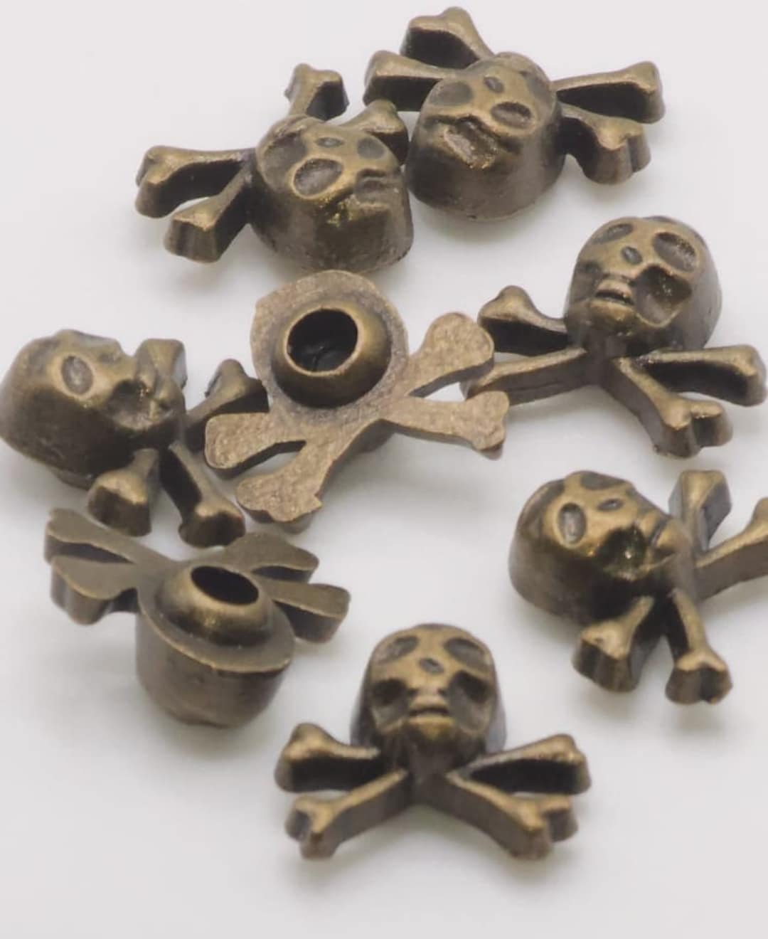 12mm (1/2") Skull Cross-bone Snap Rivet in Antique Brass Finish, for ...