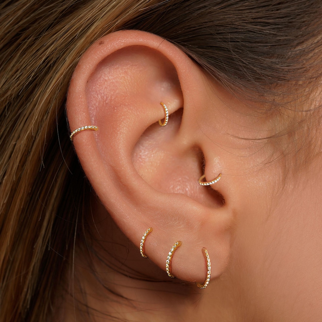 20G/18G/16G Cz Titanium Hinge Hoop • Hinged Segment Nose Ring • Tragus ...