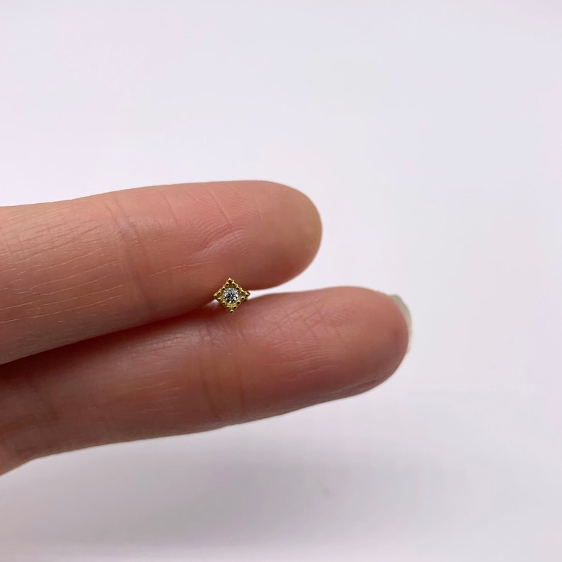 20G/18G/16G Tiny Cz Push Pin Labret Threadless Flat Back - Etsy