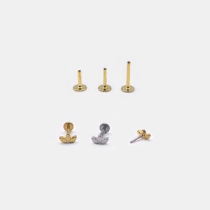 20G/18G/16G Lotus Push Pin Labret • Threadless Flat Back Earring ...