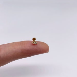 20G/18G/16G Tiny Push Pin Labret • Two Stone Flat Back Earring • Tragus ...