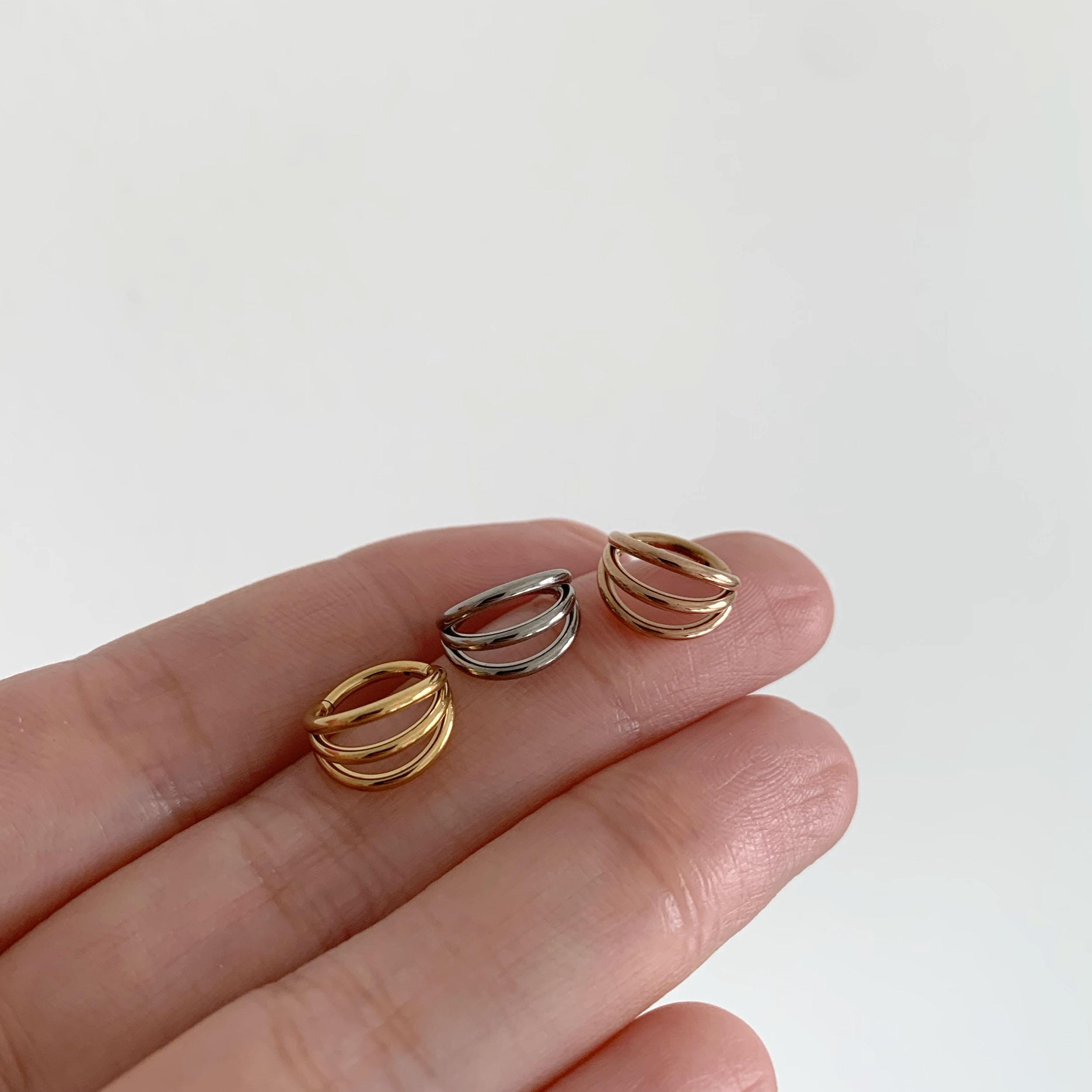 16G Titanium Triple Hinge Hoop • Hinged Segment Nose Ring • Septum ...