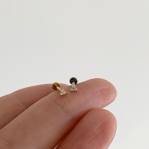 20G/18G/16G 2mm Triangle Stud Push Pin Labret • Threadless Flat Back ...