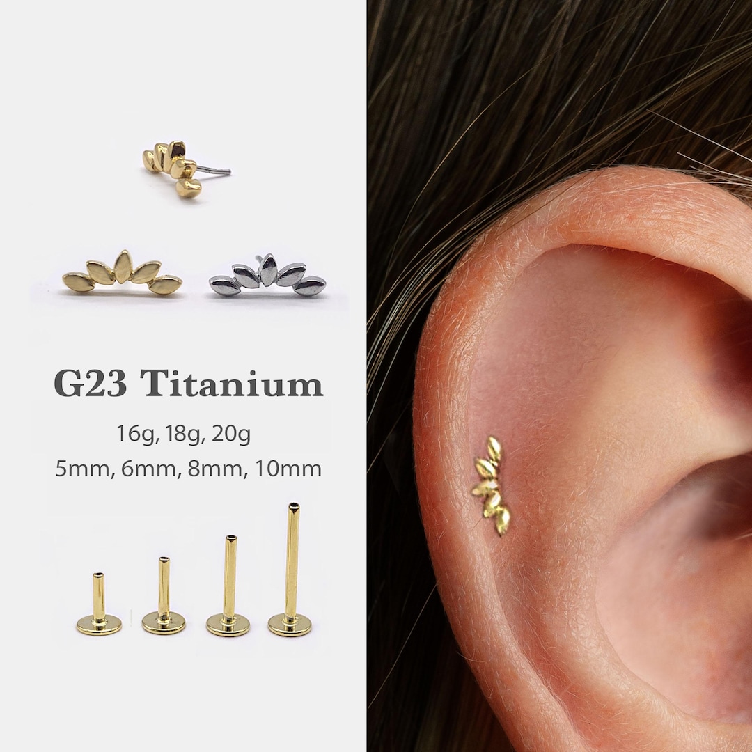 20G/18G/16G Climber Push Pin Labret Threadless Flat Back Earring Tragus Stud Flat Back Stud ...