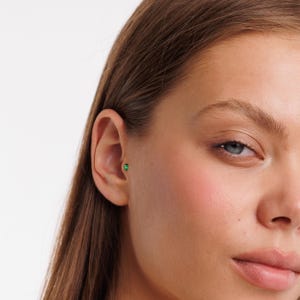 20G/18G/16G Emerald Baguette Push Pin Labret • Threadless Flat Back Earring • Tragus Stud • Flat ...