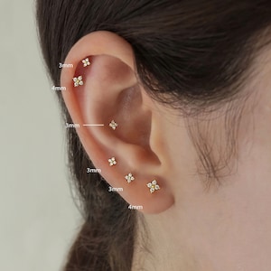 20G/18G/16G Flower Stud Push Pin Labret Threadless Flat Back Earring ...