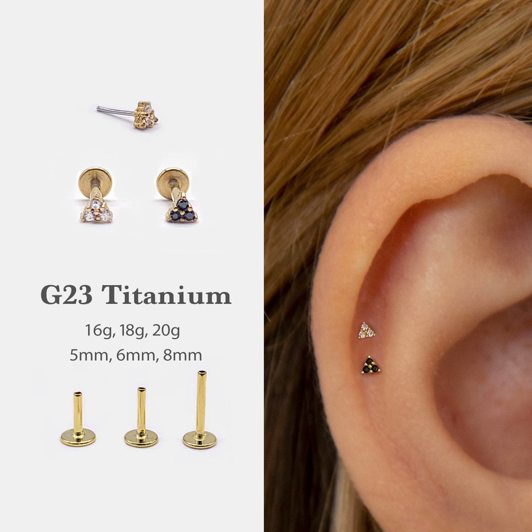 20G/18G/16G 2mm Triangle Stud Push Pin Labret Threadless Flat Back ...
