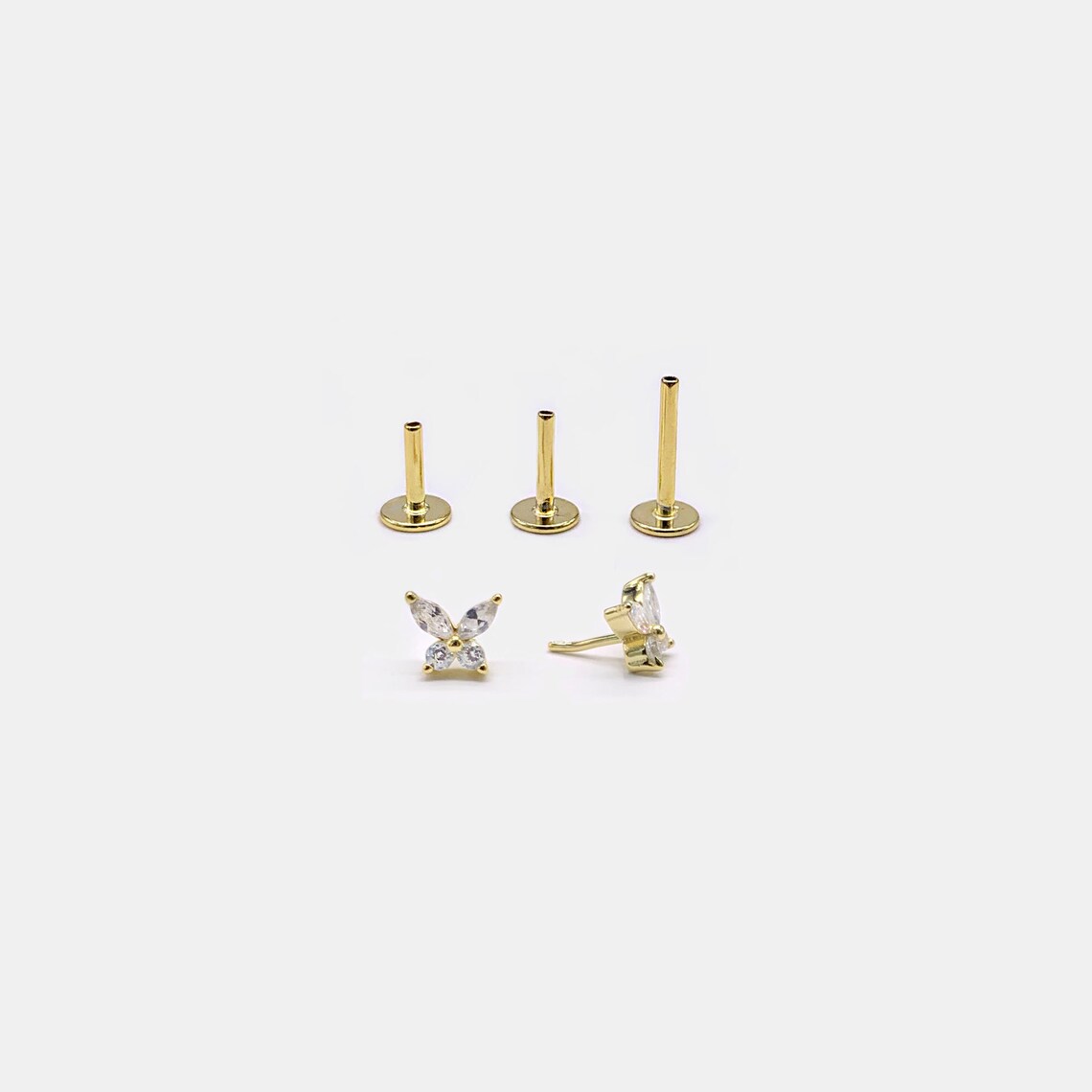 20G/18G/16G Butterfly Push Pin Labret Threadless Flat Back - Etsy
