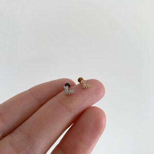 20G/18G/16G Cz V-shape Push Pin Labret • Threadless Flat Back Earring ...