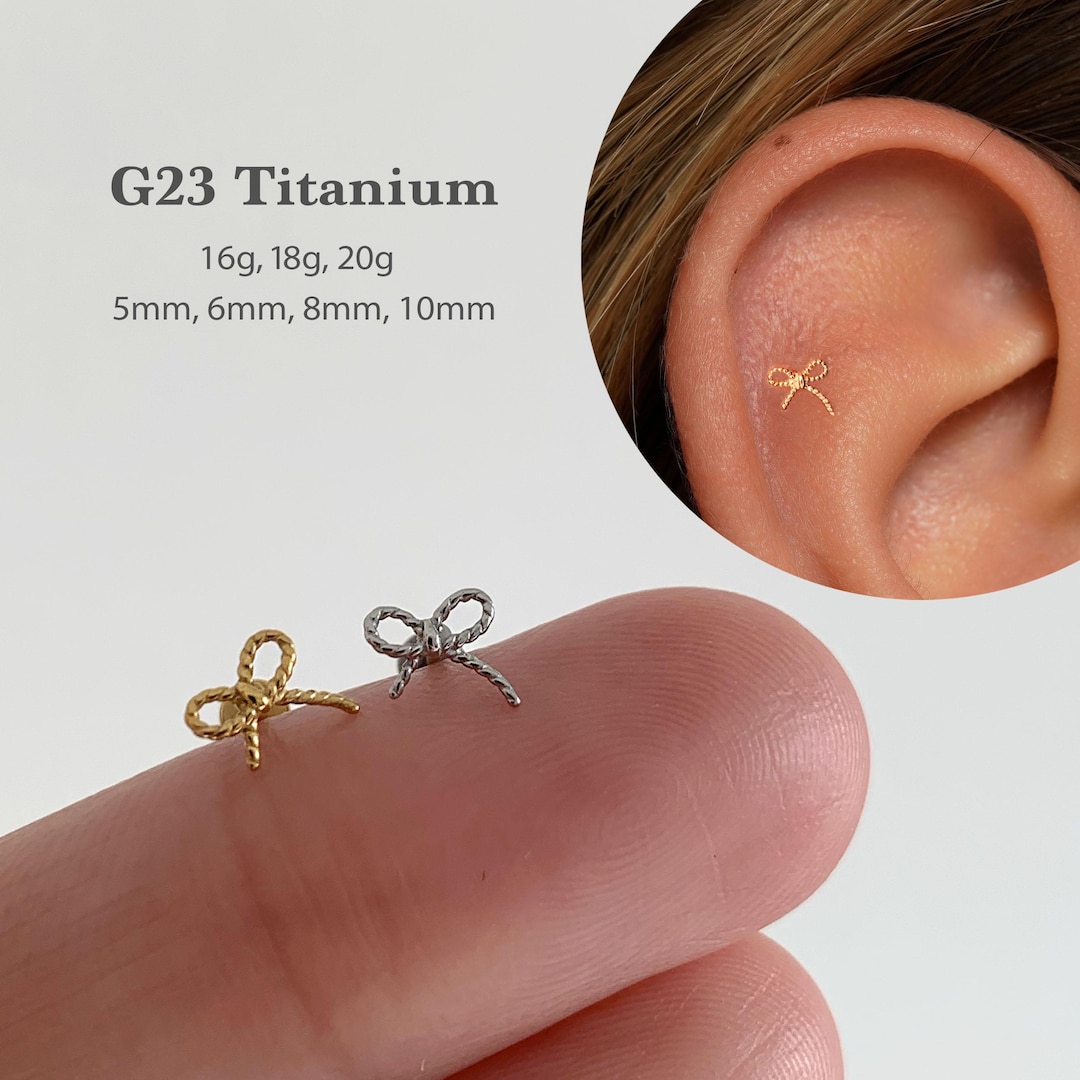 20G/18G/16G Ribbon Push Pin Labret • Cute Ribbon Stud Earrings • Knot ...