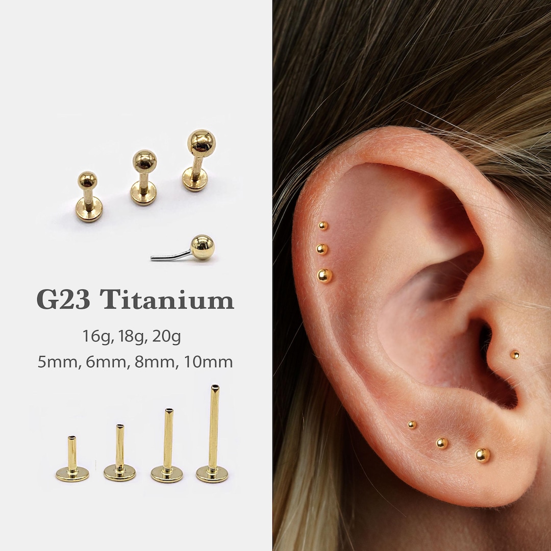 20G/18G/16G Ball Stud Push Pin Labret Threadless Flat Back Earring Tragus Stud Flat Back Stud ...