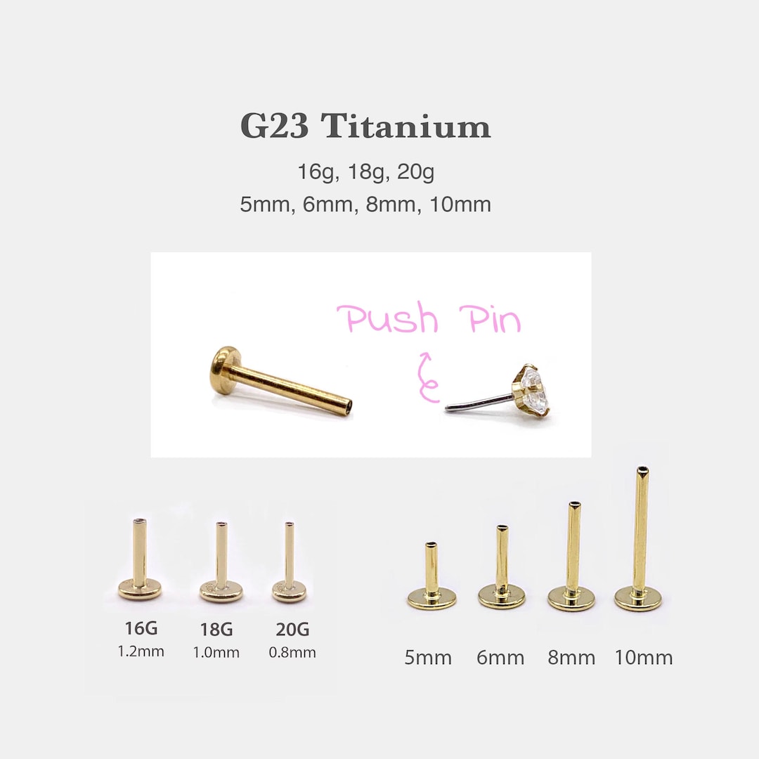G23 Titanium Threadless Push Pin Labret Bar - Etsy