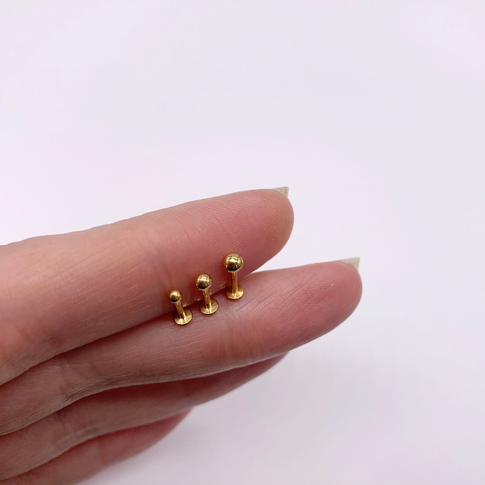 20G/18G/16G Ball Stud Push Pin Labret Threadless Flat Back - Etsy