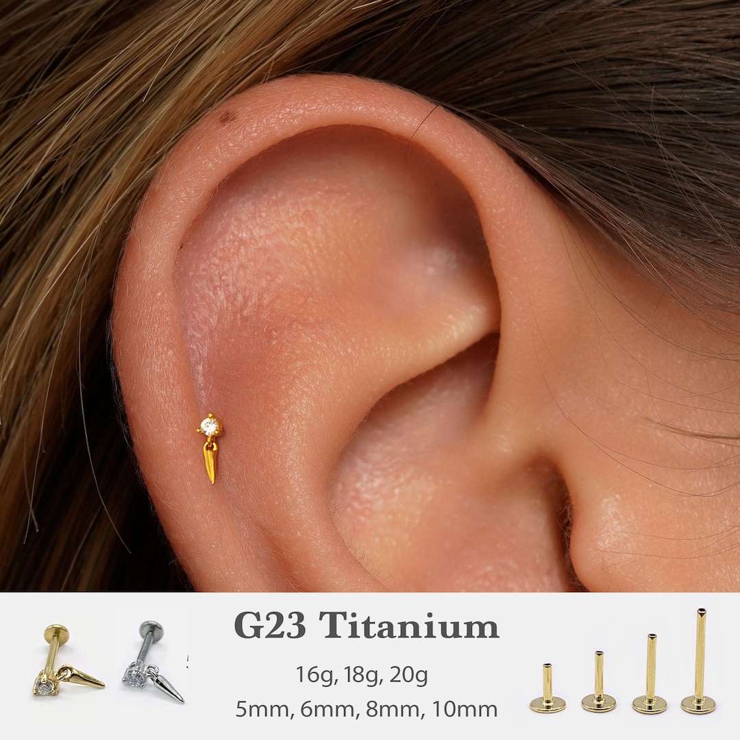 20G/18G/16G Spike Dangle Push Pin Labret • Threadless Flat Back Earring ...