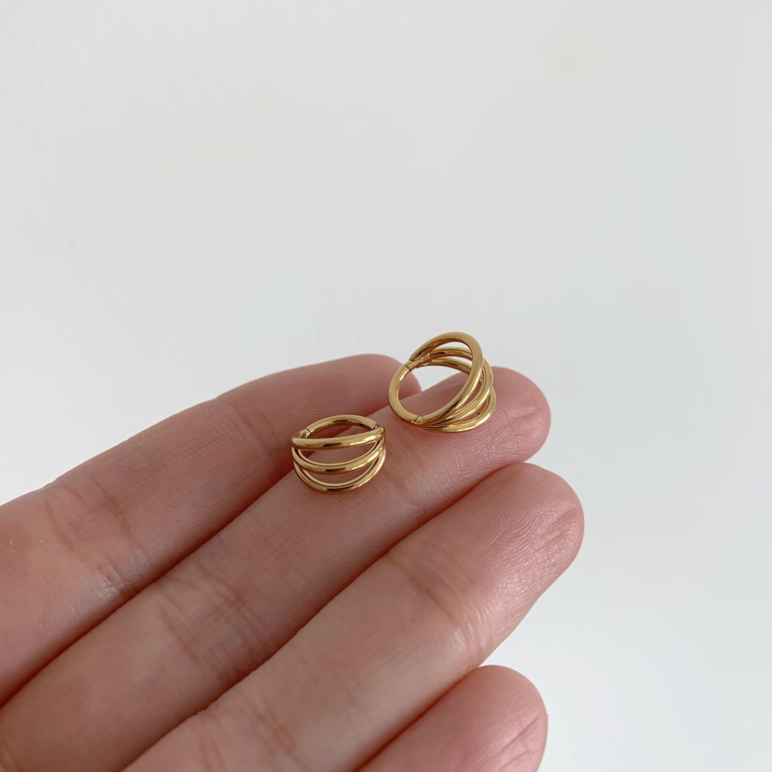 16G Titanium Triple Hinge Hoop • Hinged Segment Nose Ring • Septum ...