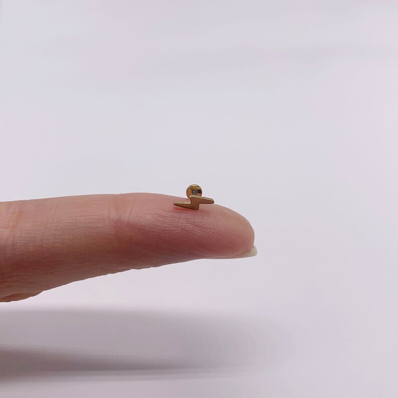 20G/18G/16G Lightning Bolt Push Pin Labret Threadless Flat - Etsy