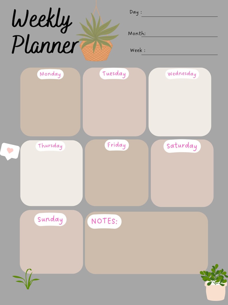 Plate Lover Weekend Planner Template, Daily Schedule, Printable Planner ...