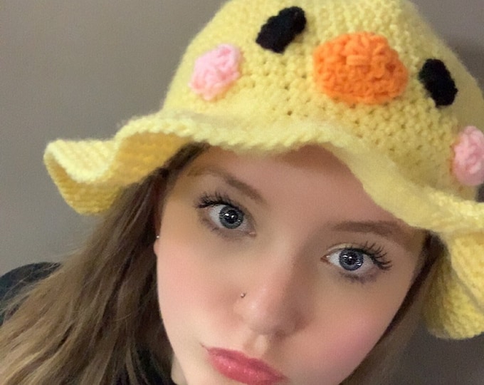 Handmade Crochet Yellow Duck Bucket Hat - Etsy