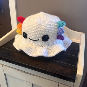 Multicolored Axolotl Crochet Bucket Hat. Fun and Unique Bucket Hat for ...
