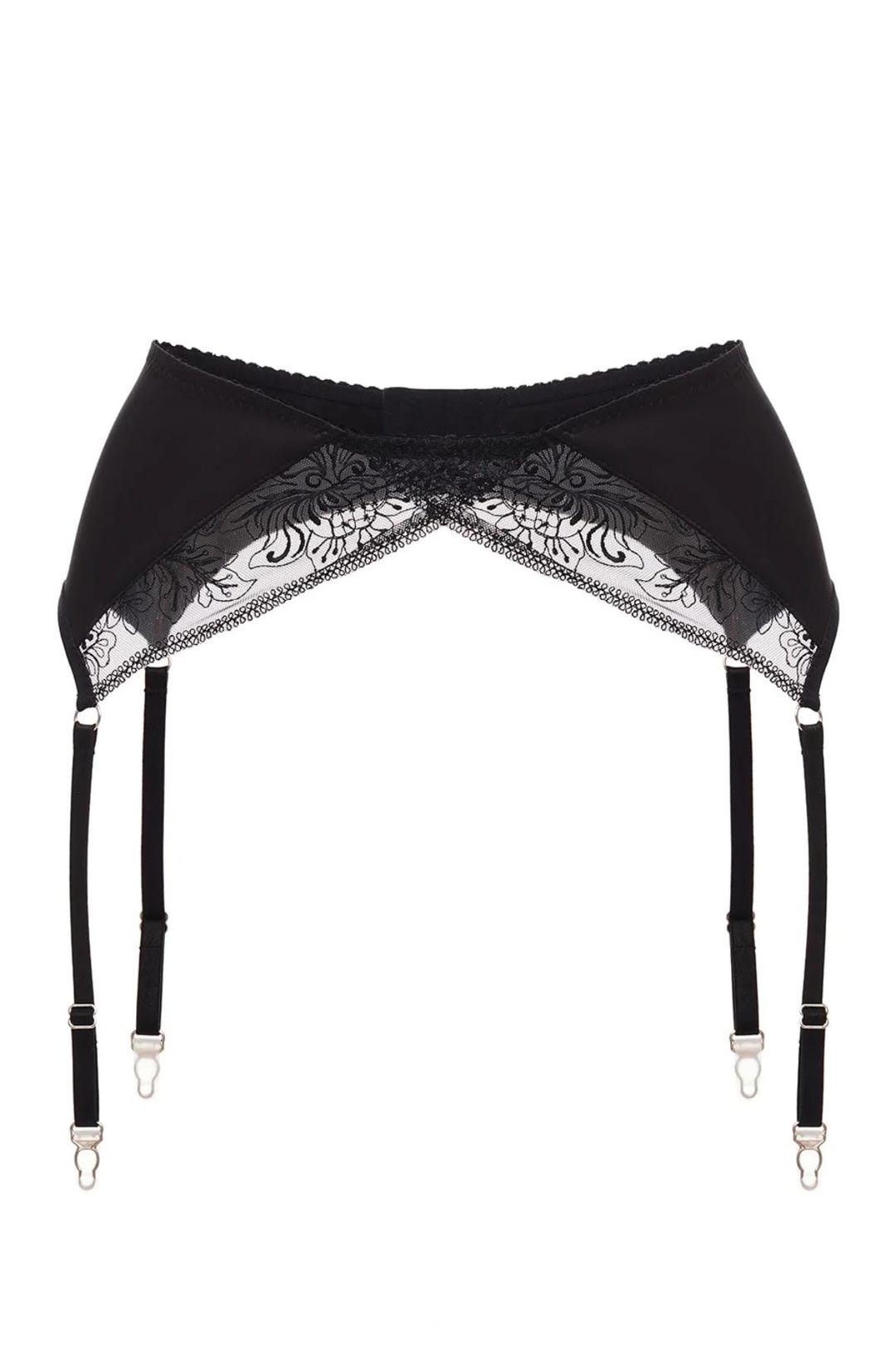 VALERIE BLACK LACE Satin Garter Belt/ Date Night Sexy Wear Luxury ...
