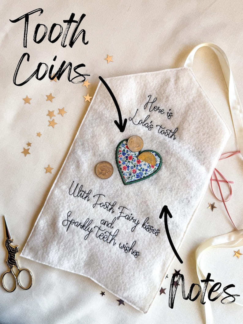 Tooth Fairy Pouch With Door Handle Hanger | Embroidered on Felt With ...