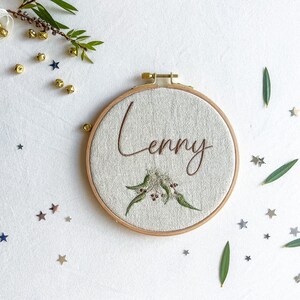Baby Name Plaque Embroidered With Gumnuts and Australian Natives ...