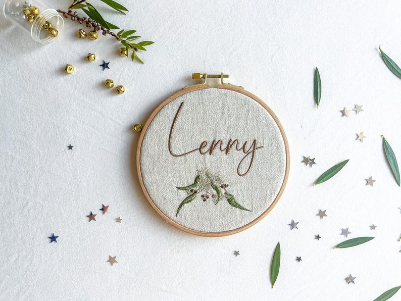 Baby Name Plaque Embroidered With Gumnuts and Australian Natives ...