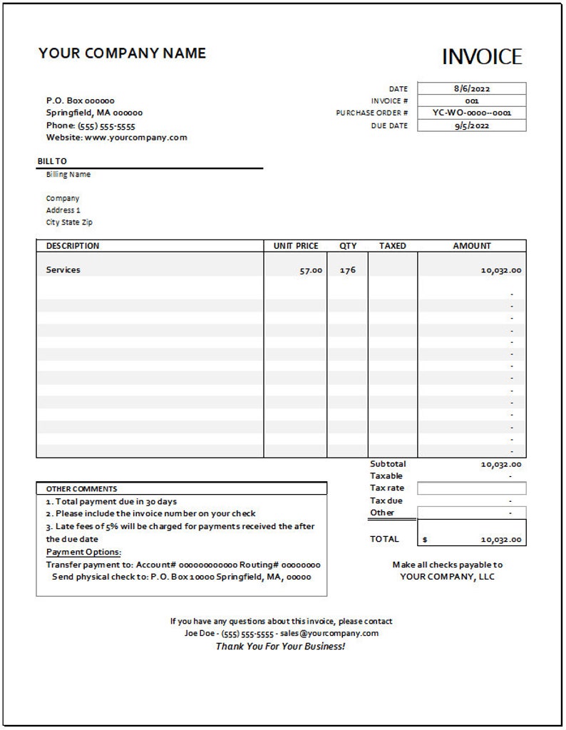 Software Development Invoice - Software Engineer Sales - Services ...