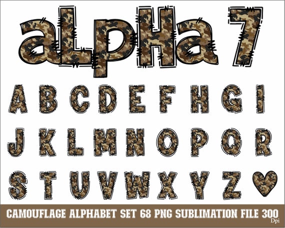 Camo Doodle Alphabet Letters PNG Bundle Military Camouflage - Etsy