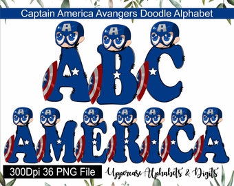 Captain America Alphabet Png - Etsy