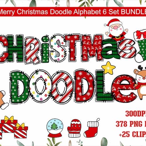 Christmas Alphabet PNG Letters Winter Snowflake Doodle - Etsy