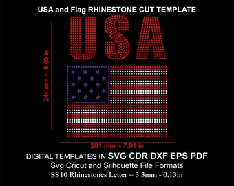American Flag Rhinestone Template SVG DXF EPS Cricut - Etsy